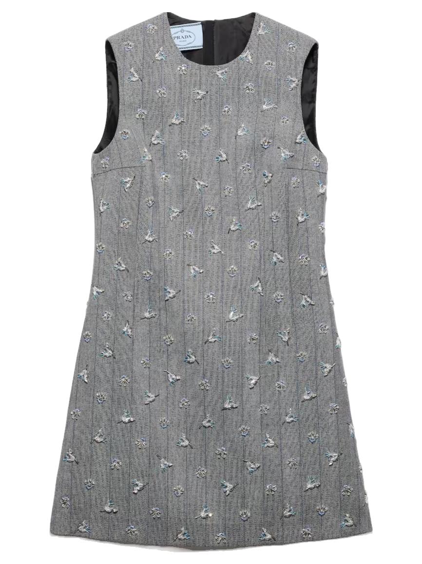 PRADA Prada Embroidered Pinstripe Mini Dress
